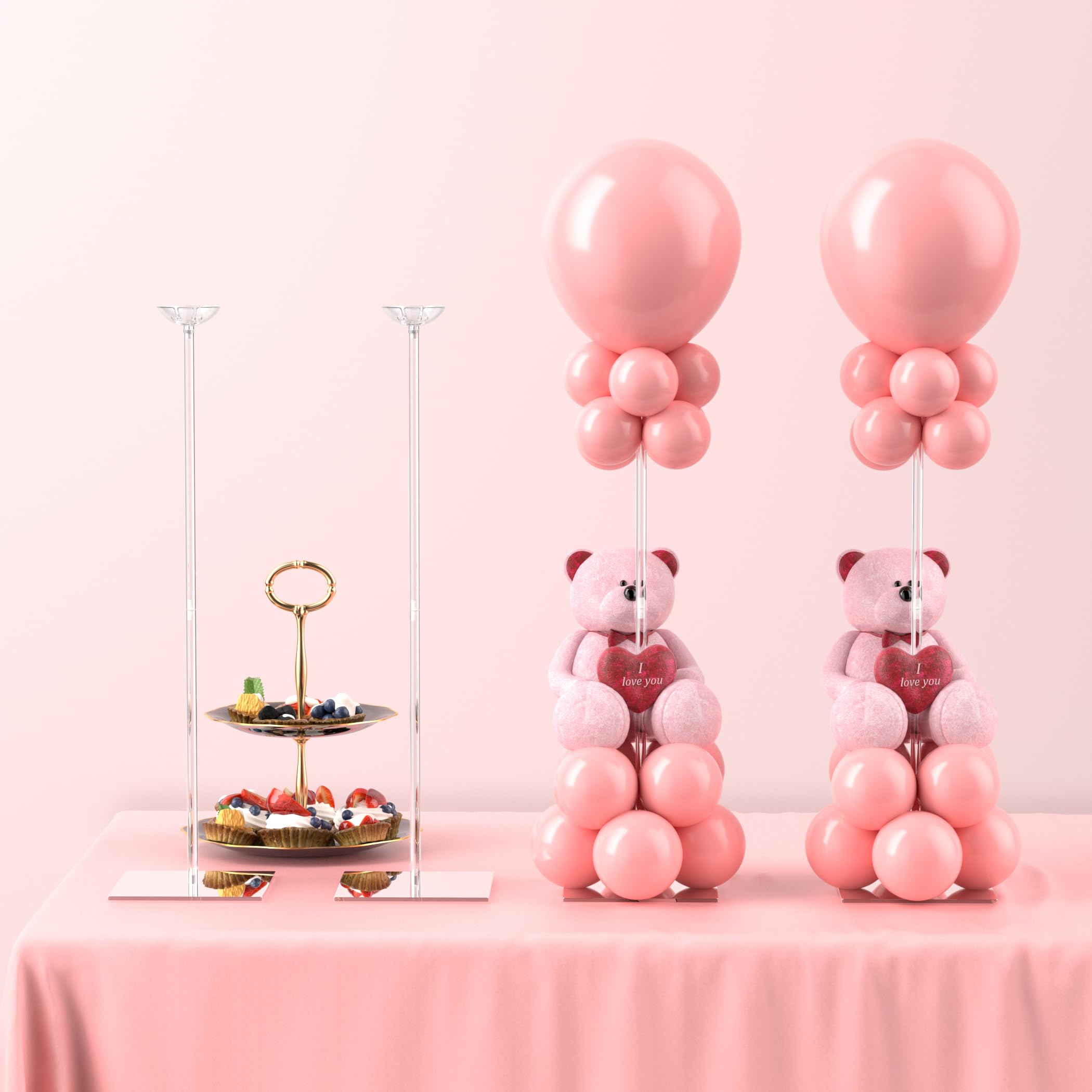 Toosci 4 Pack Clear Acrylic Table Balloon Stand Kit, 23.6 Inch Tabletop ...
