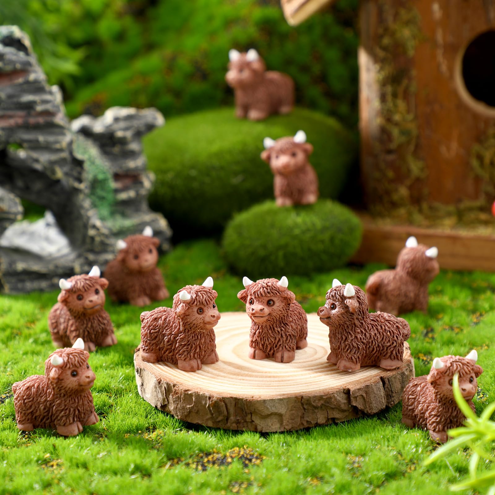 Wesiti 100 Pcs Mini Highland Cow Figurines Bulk Mini Cow Figurines Cake ...