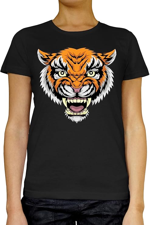 Mandy Tiger Frauen T-Shirt Weiß grau schwarz: Amazon.de: Bekleidung