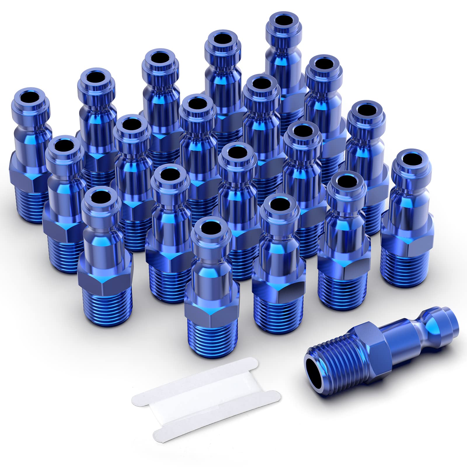 GASHER 20PCS Aluminum 1/4-Inch NPT Male Blue Industrial Air Plug ...