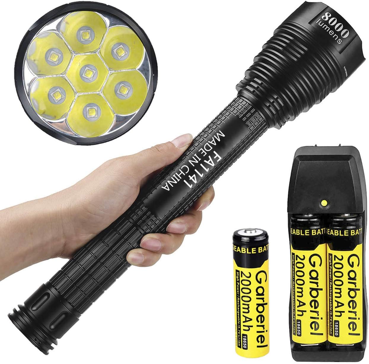 HeCloud Super Bright Tactical Flashlight 8000 Lumens High Power ...