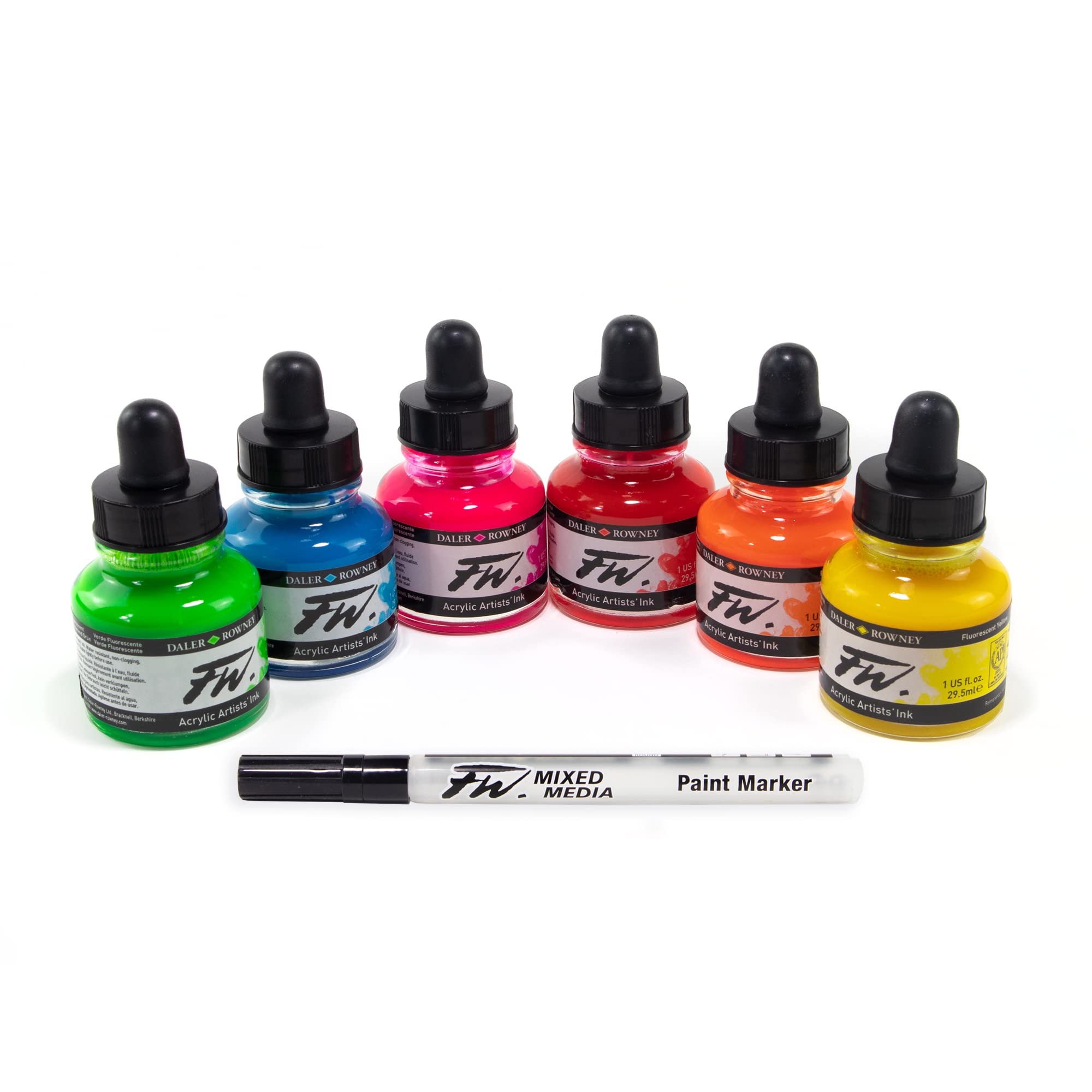 Mua Daler-Rowney FW Acrylic Ink Bottle 6-Color Neon Set with Empty ...