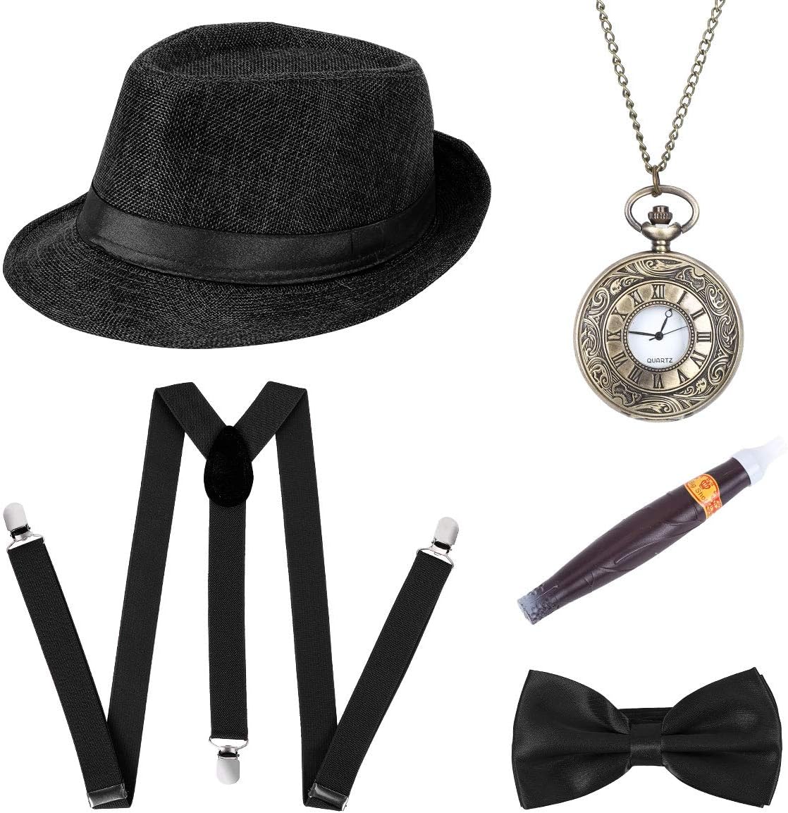 1920s Men Accessories – Gatsby Costume Accessories Set Panama Hat ...