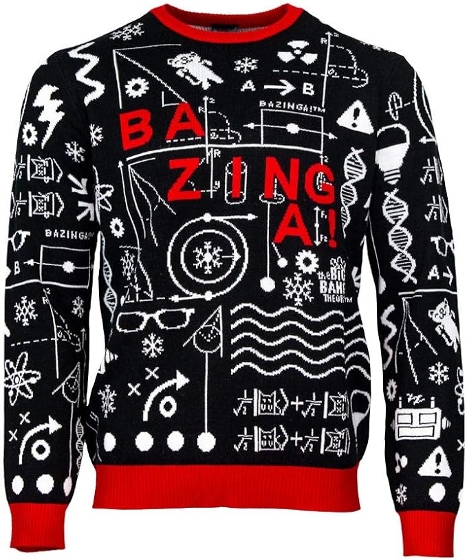Numskull Unisex Official The Big Bang Theory 'Bazinga' Knitted Christmas Sweater for Men or ...