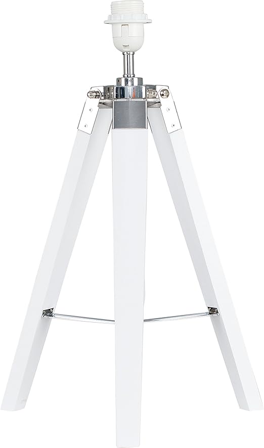 Modern White Wood and Silver Chrome Tripod Table Lamp Base: Amazon.co ...