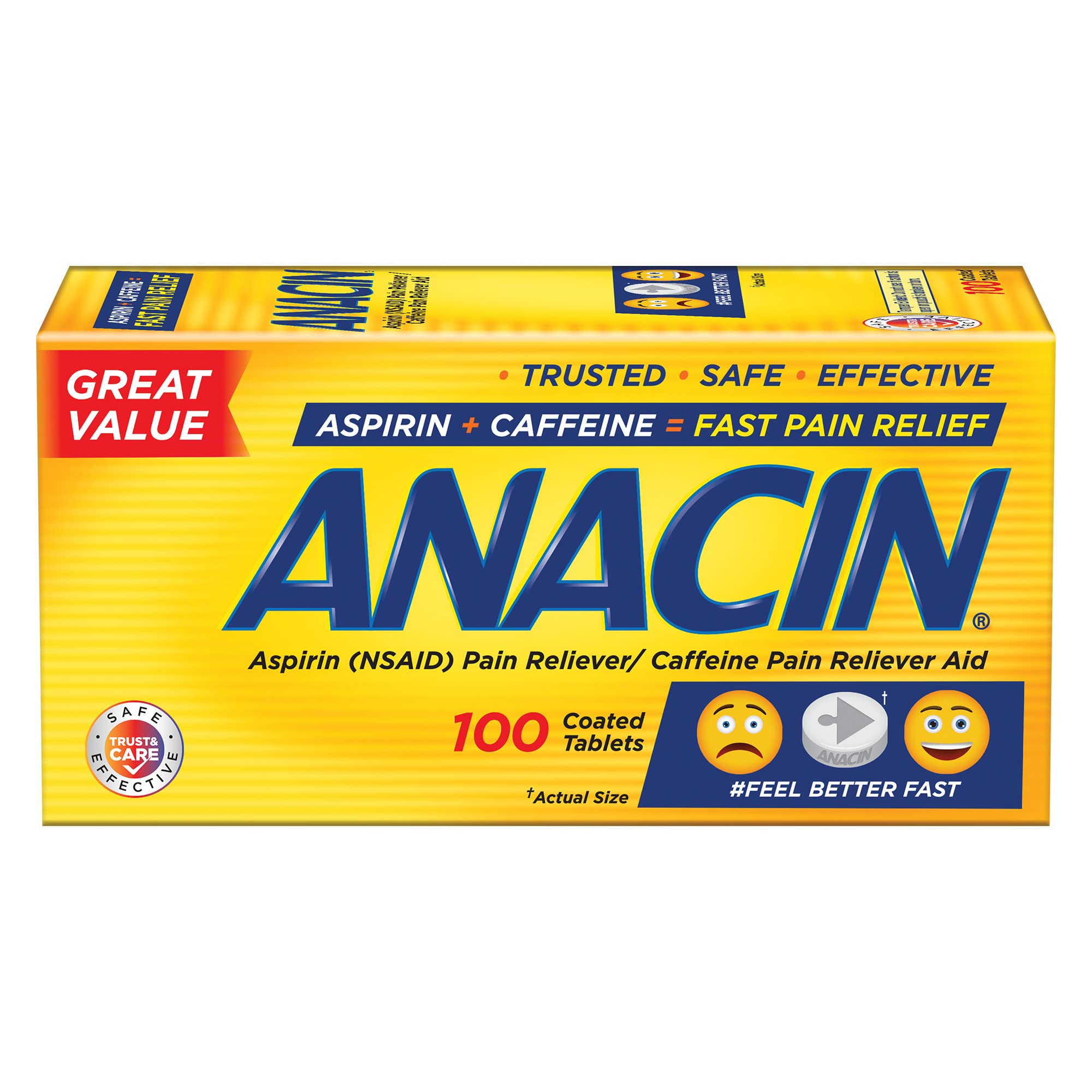 Mua Anacin Fast Pain Relief, Aspirin + Caffeine Pain Reliever, 100 ...
