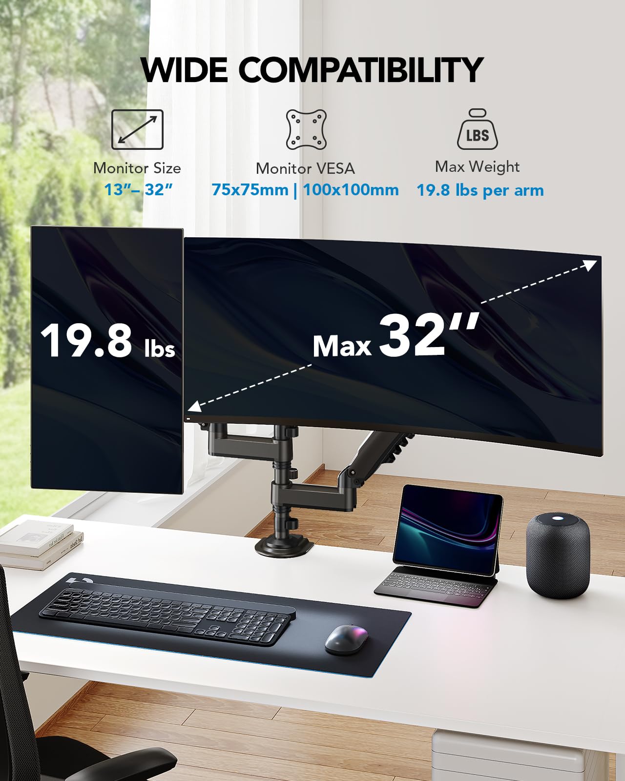 Mua 13-32 Inch Dual Monitor Stand, Gas Spring Dual Monitor Mount ...