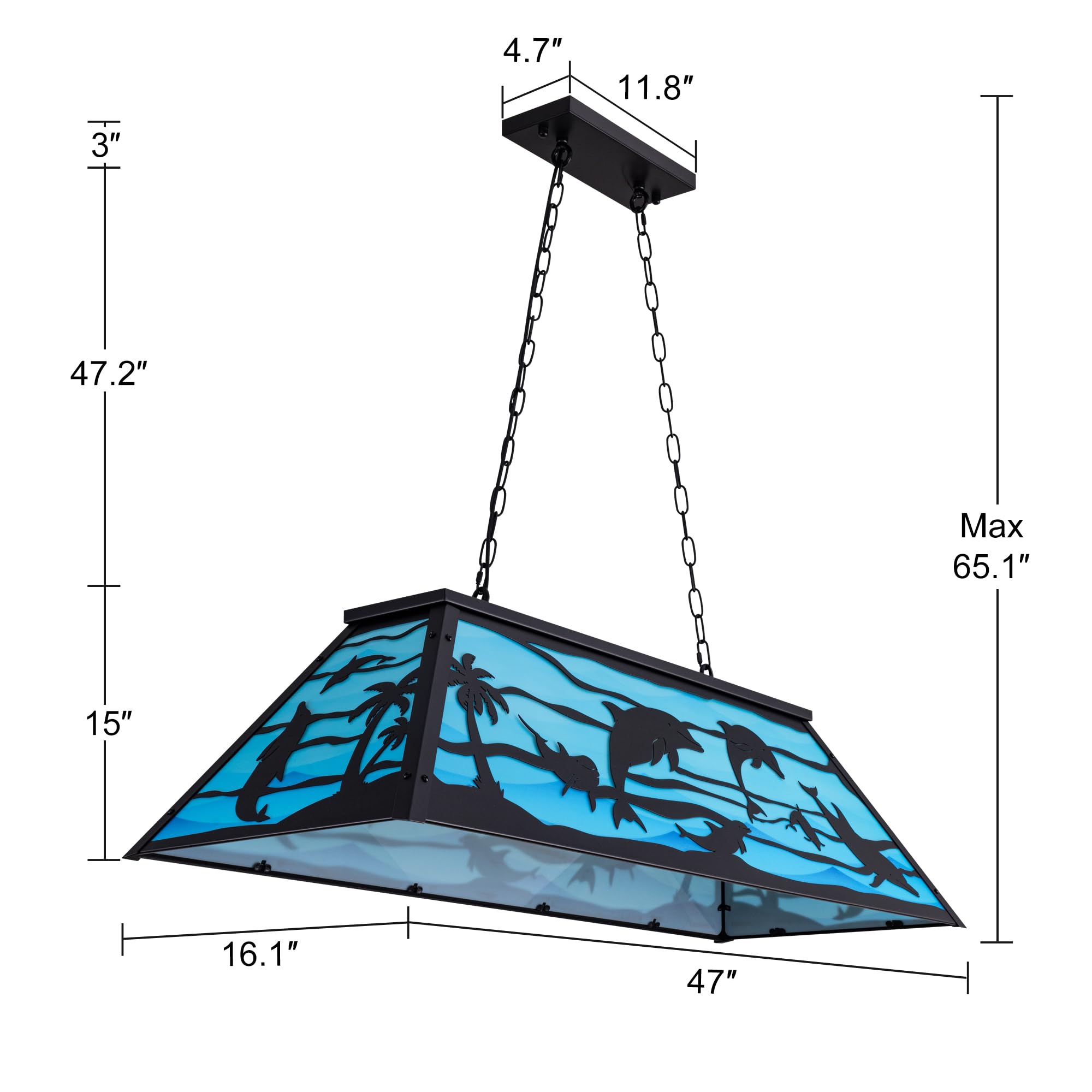 Wellmet Tiffany Pool Table Light 3 Lights, Game Room Billiard Table ...