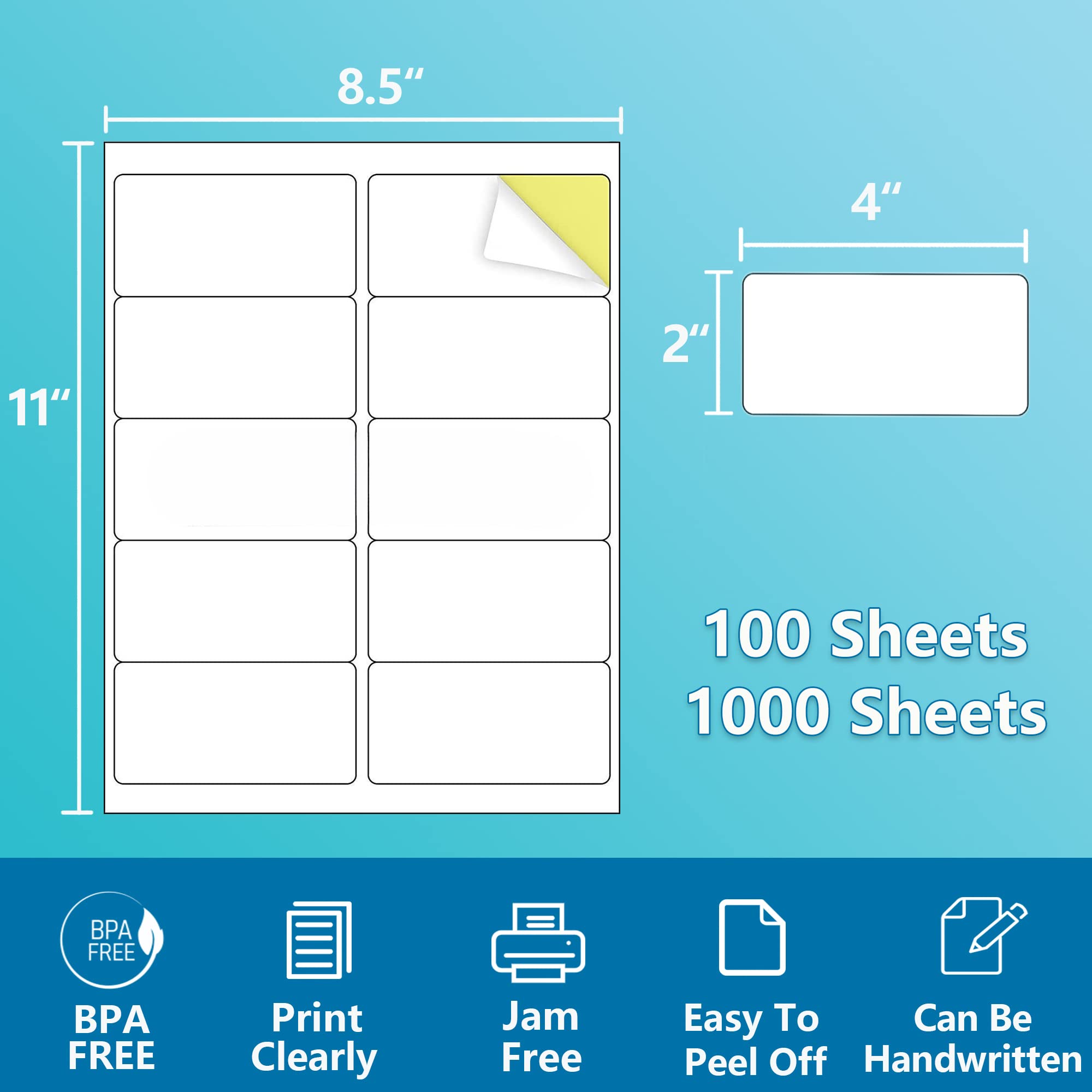 Mua 2" x 4" Shipping Labels,Printable White Mailing Labels for Laser ...