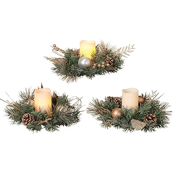 Amazon.com: 12 Inch Christmas Candle Ring for 3 Inch Pillar Candle with ...