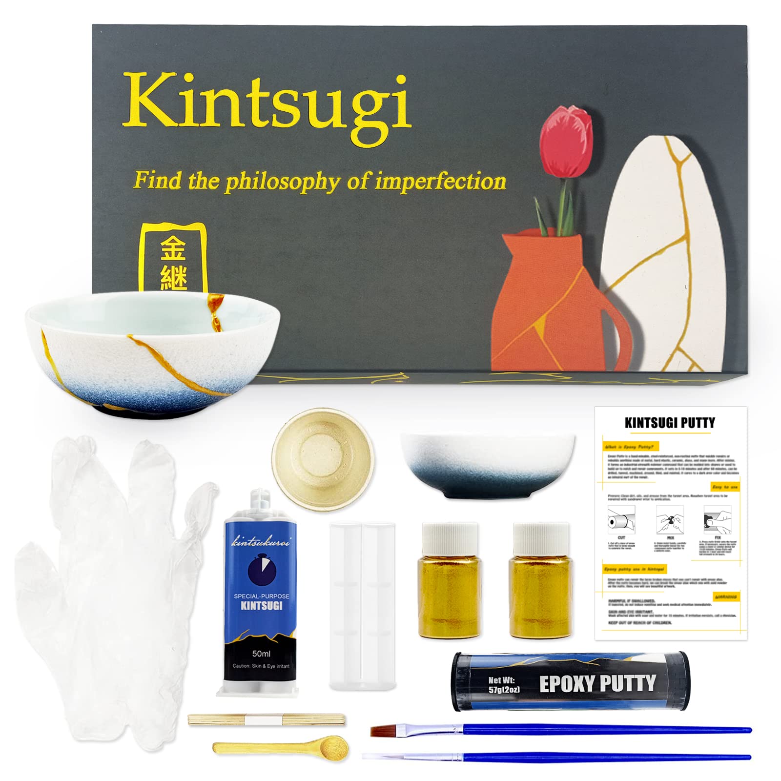 Mua Kintsugi Repair Kit (Upgrade), Restore Your Precious Porcelain with Gold Powder, 50ml Glue ...