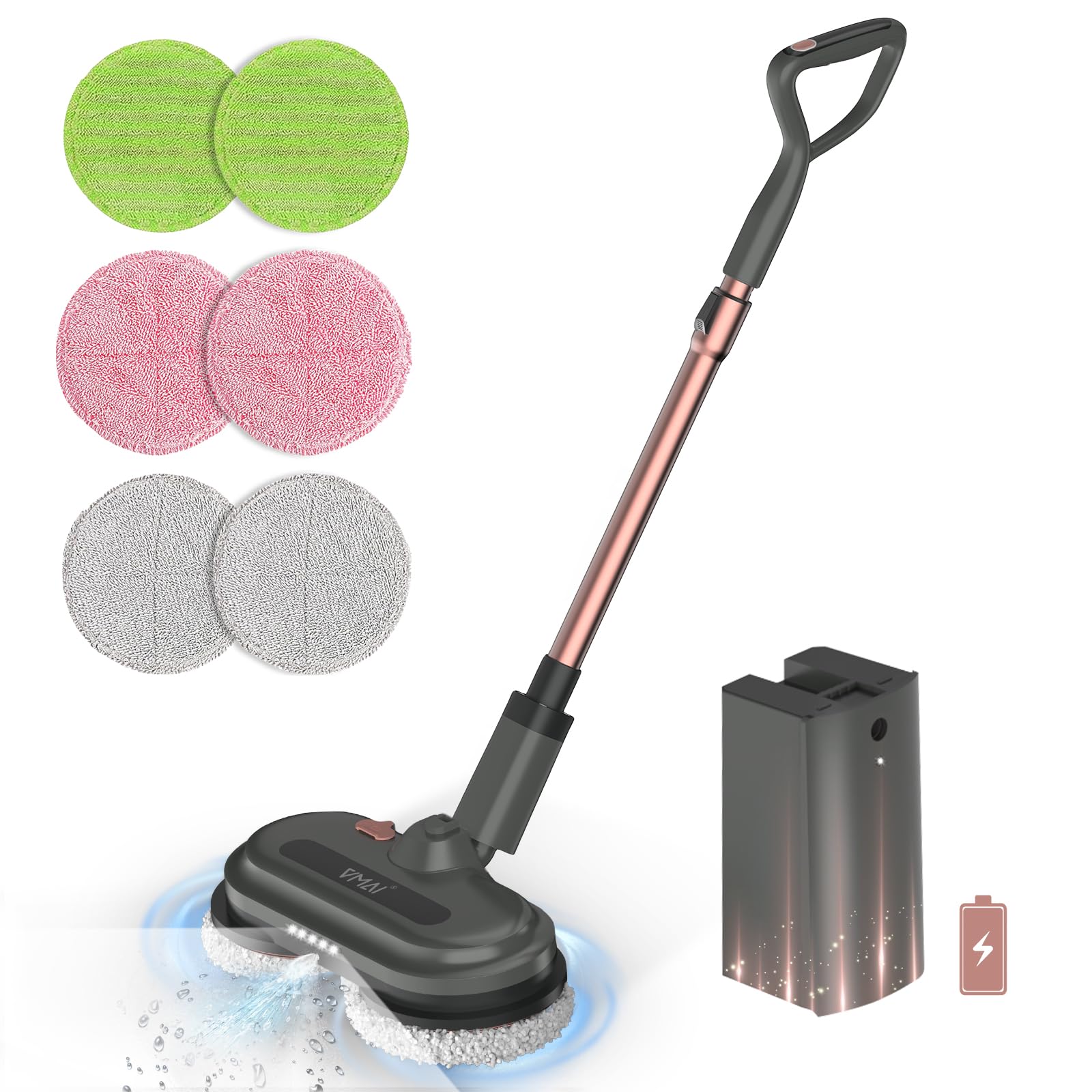 VMAI Cordless Electric Mop, Electric Mops for Floor Cleaning, Spin Mop ...