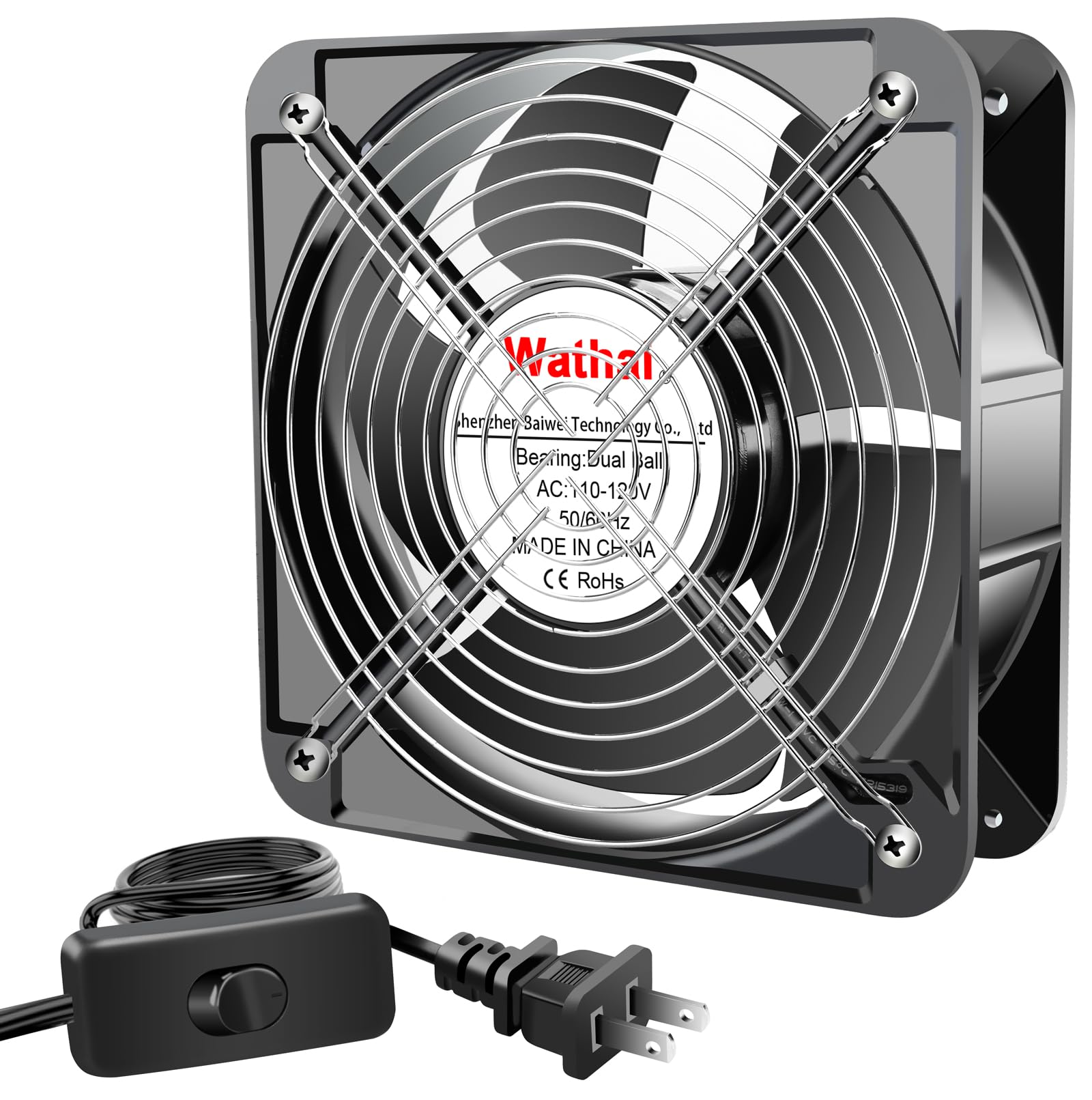 Wathai AC 2060 200mm Case Fan 110v 120V Dual Ball High Performance ...