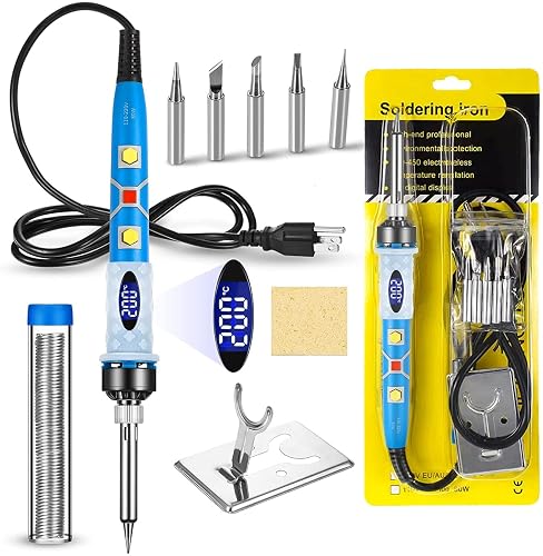Electronics Soldering Iron Kit - 80W Digital LCD Solder Gun with ON/OFF ...