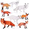 8 Pieces Fox Animal Toy Figures Set Realistic Arctic Fox Red Foxes ...