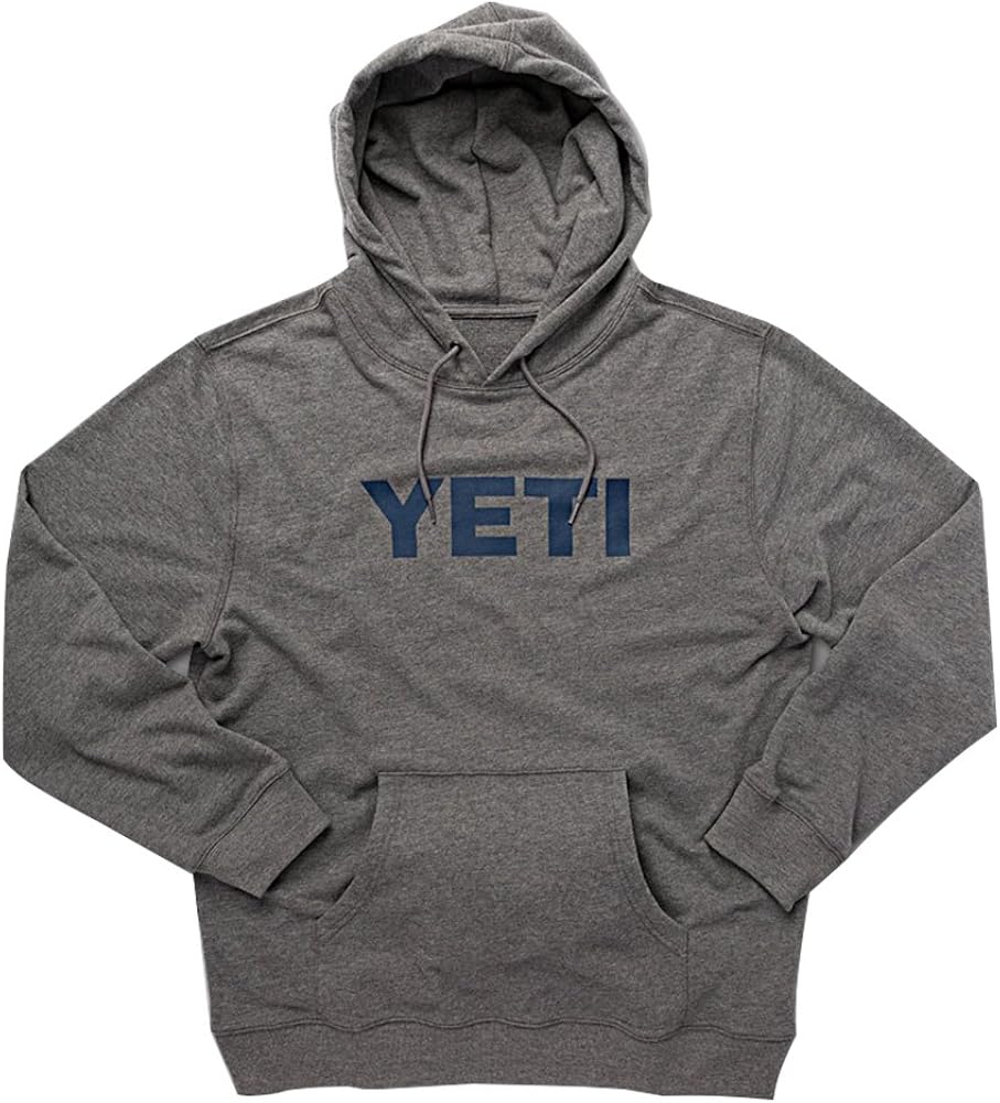 Amazon.com: YETI Logo Hoodie Pull Over Sweatshirt Heather Gray, Medium ...