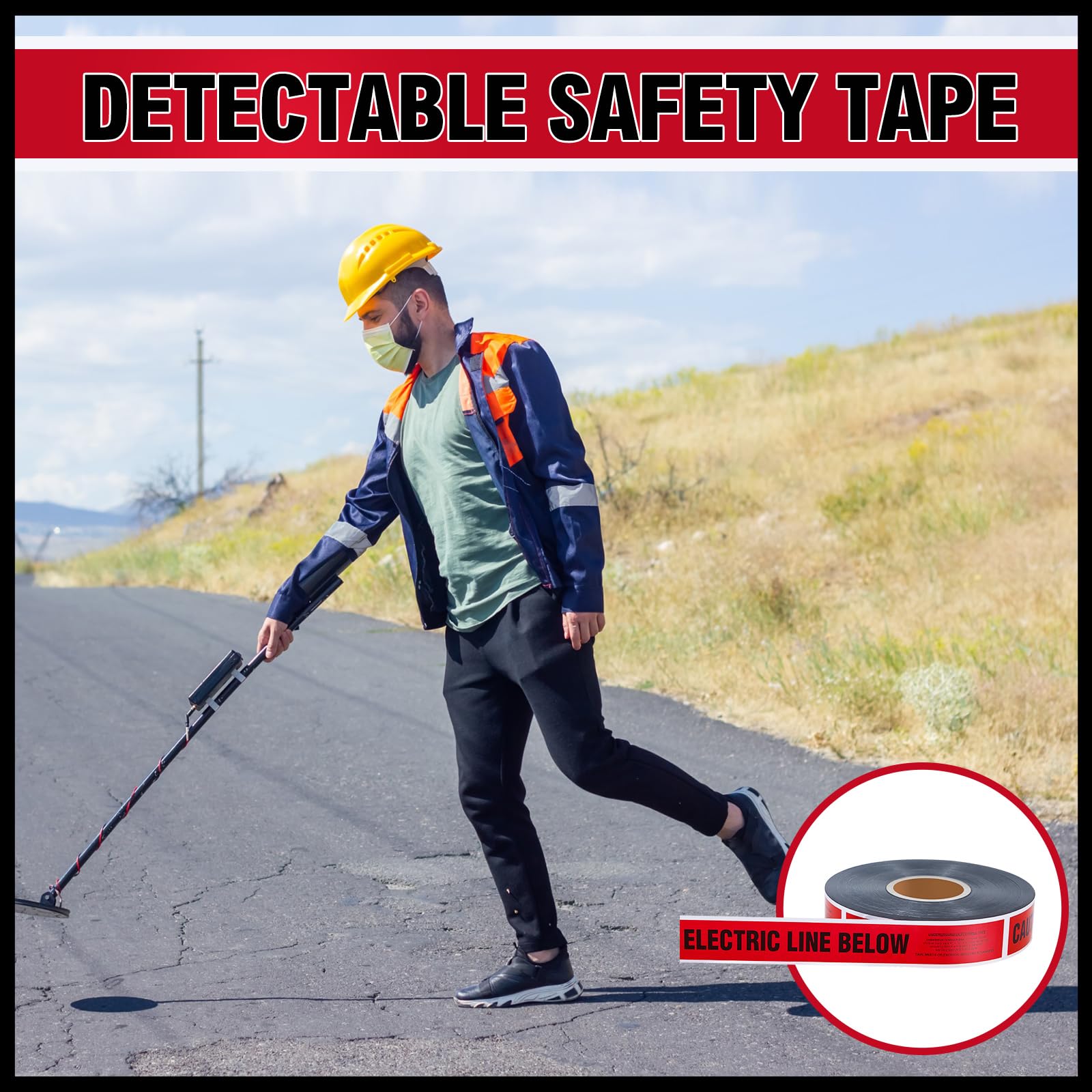 Mua Copkim 2 Roll 3 Inch x 1000 Feet Detectable Safety Tape Buried Gas Line Electrical Line ...