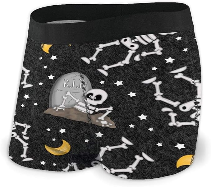 Skeleton Glow in The Dark Boxer Briefs for Men Stretch Underwear No ...