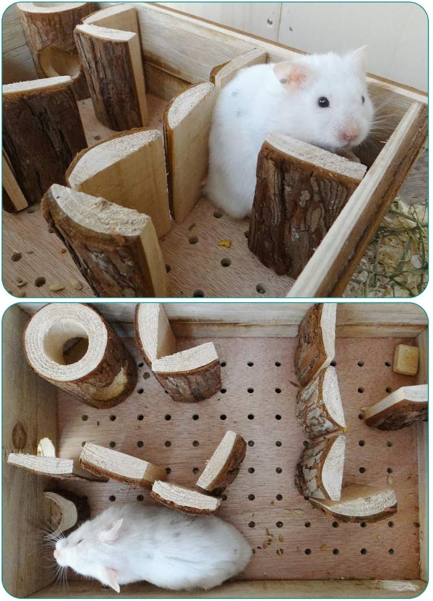 Navaris Adjustable Wooden Rodent Maze – Accessory for Pet Mice, Gerbils ...