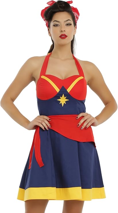 Amazon.com: Her Universe Women Of Marvel Captain Marvel Halter Dress ...