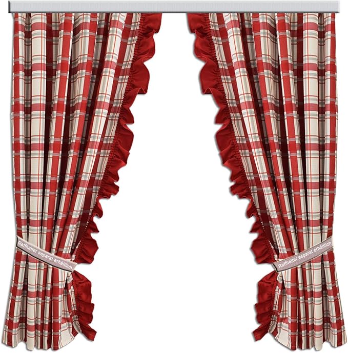 SeGaTeX home fashion Landhaus-Vorhang 2er Set Hetty rot kariert ...