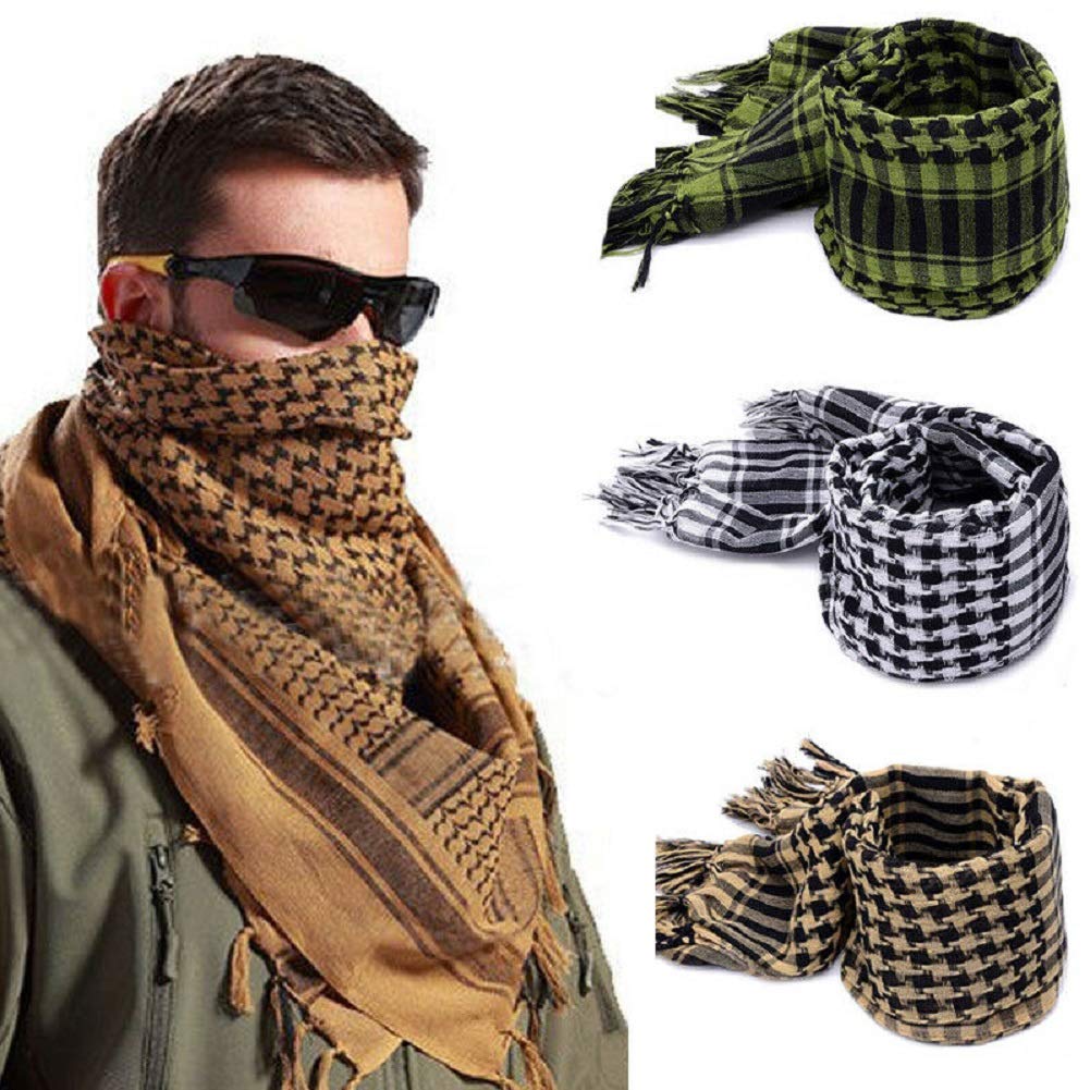 Plaid Keffiyeh Scarf Wrap Cotton Shemagh Long Scarves Military Tactical ...