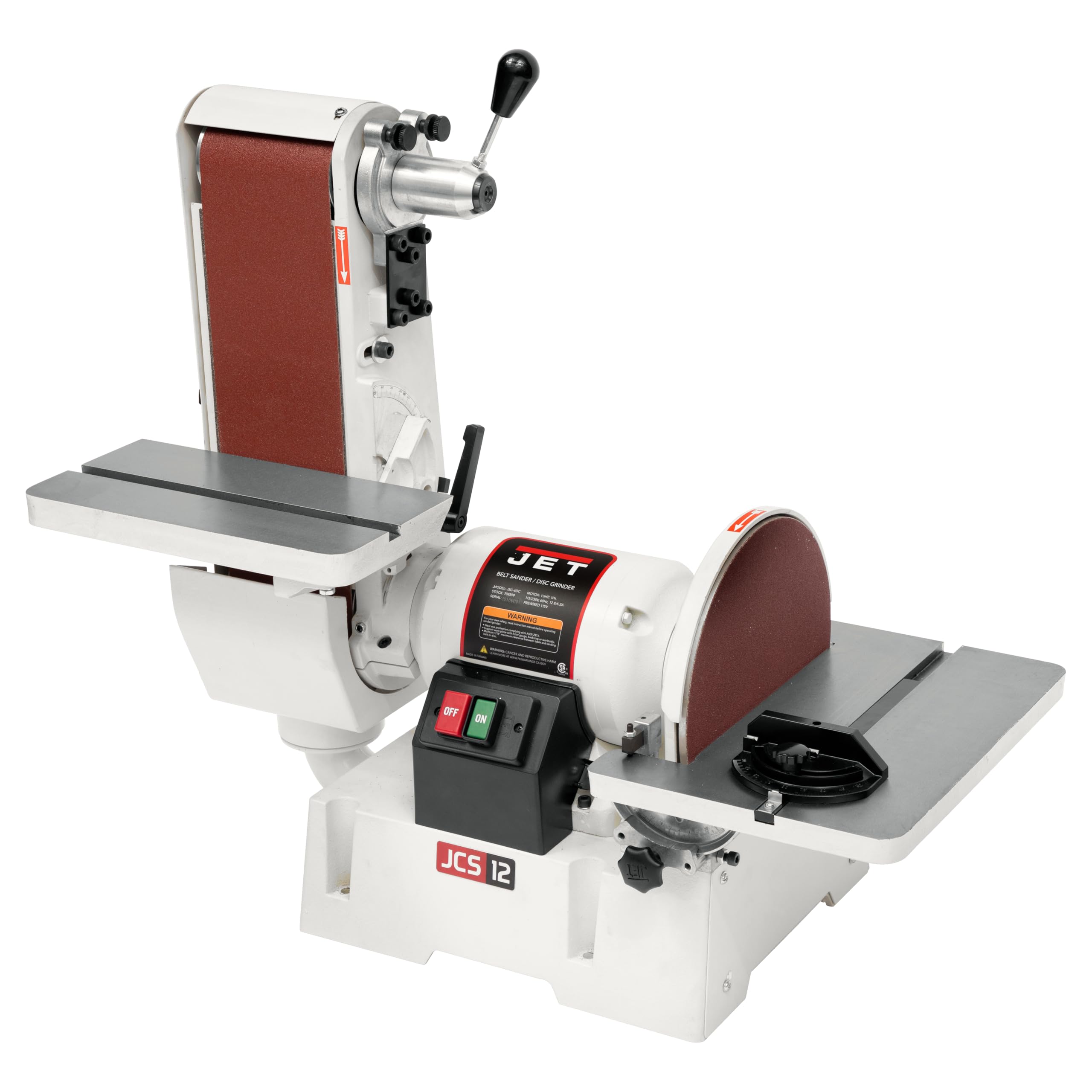 JET Benchtop 6" x 48" Belt and 12" Disc Sander, 1-1/2 HP, 115/230V 1Ph ...