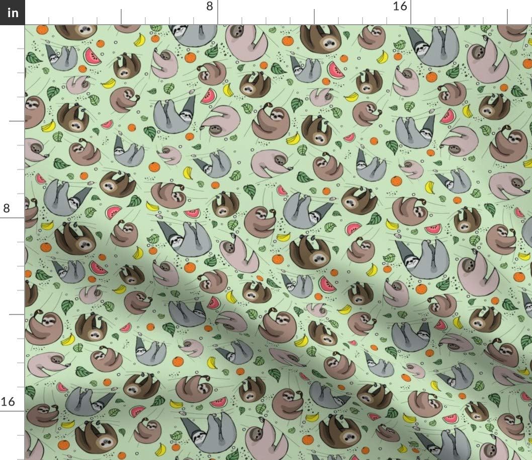 Amazon.com: Spoonflower Fabric - Sloth Party Pattern Print Cartoon Cute ...