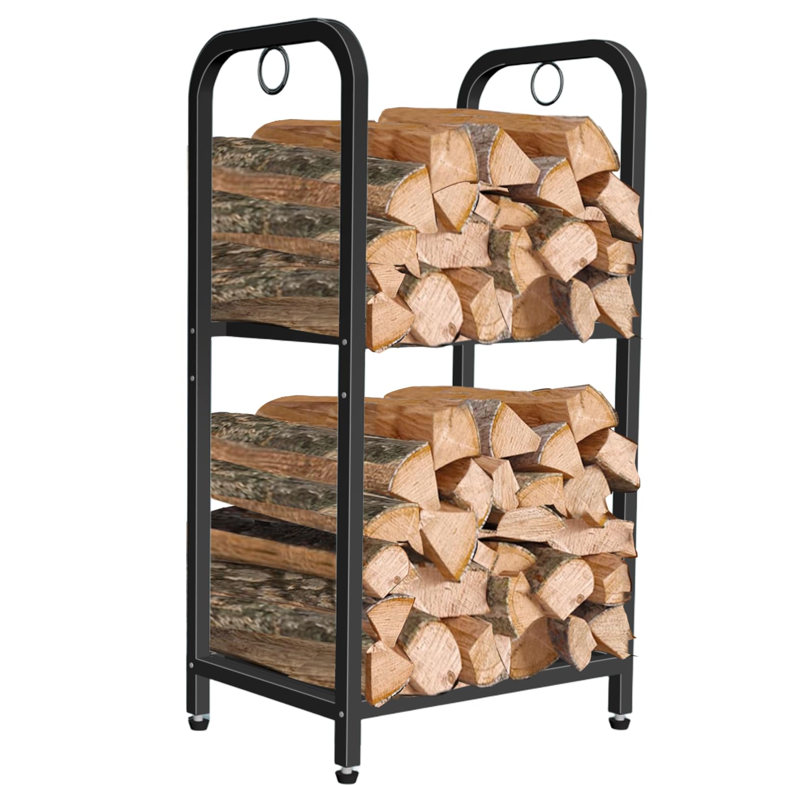 Firewood Rack Indoor, 2 Tier Firewood Rack Firewood Holder Small ...