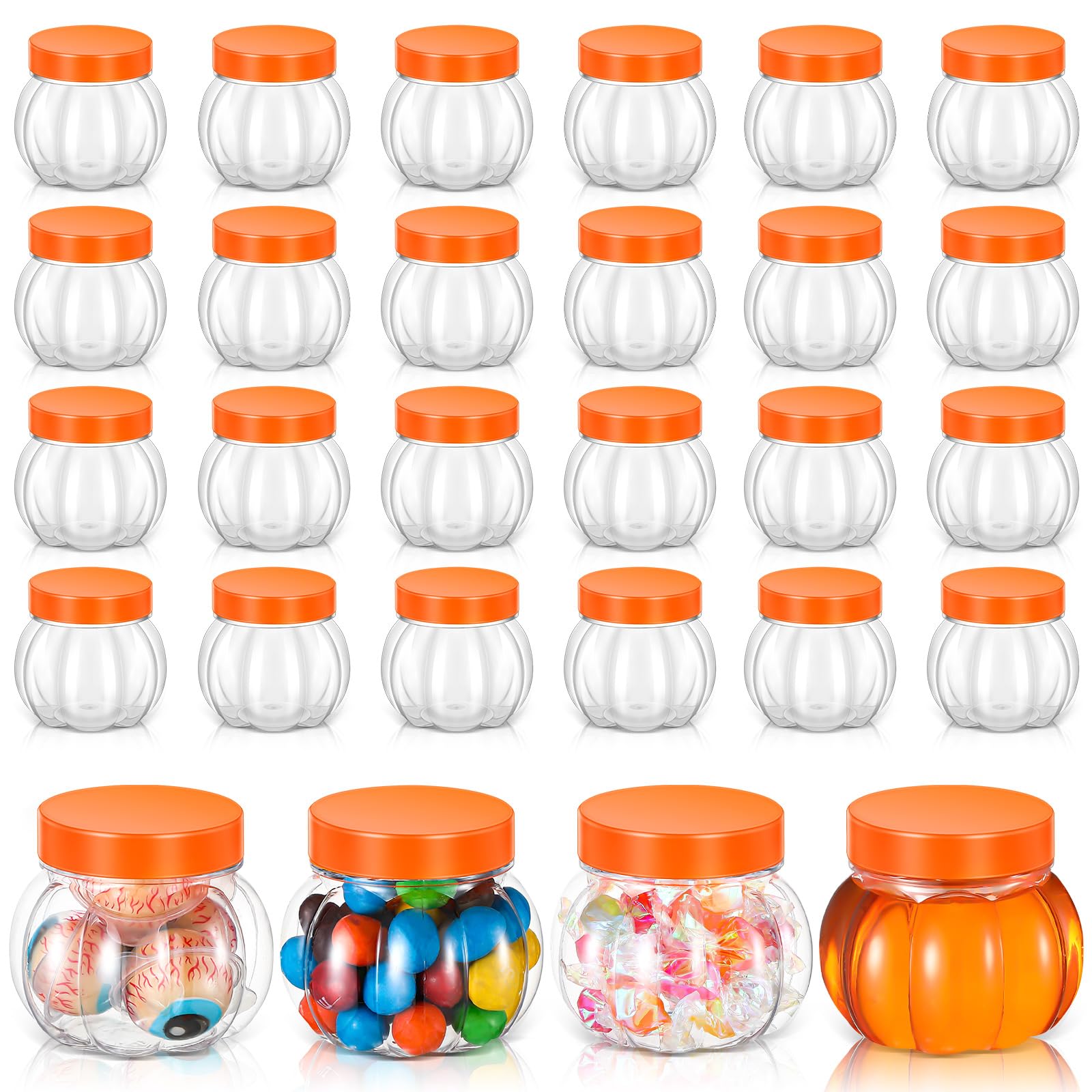 Hsei 30 Pcs 5 Oz/ 150 ml Plastic Pumpkin Candy Jars Halloween Large ...