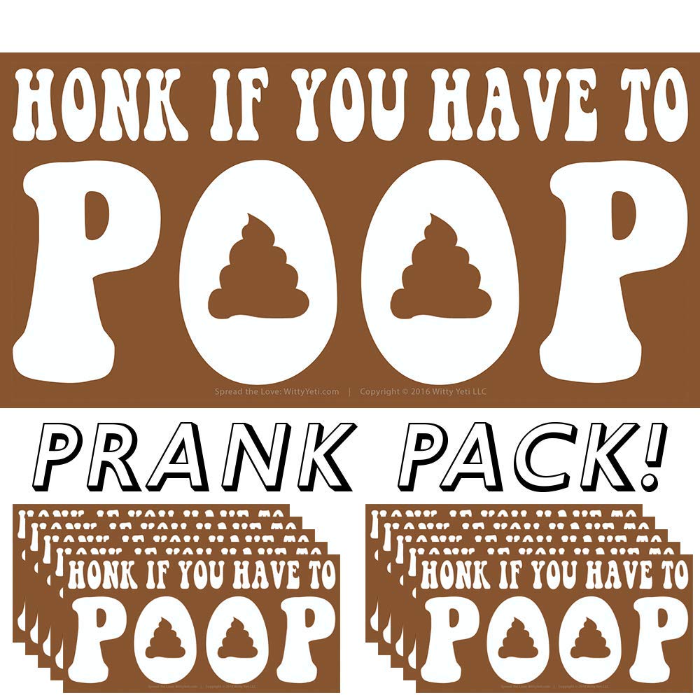 Mua Witty Yeti Honk If You Have to Poop 3"x6" Bumper Sticker 10 Pack ...