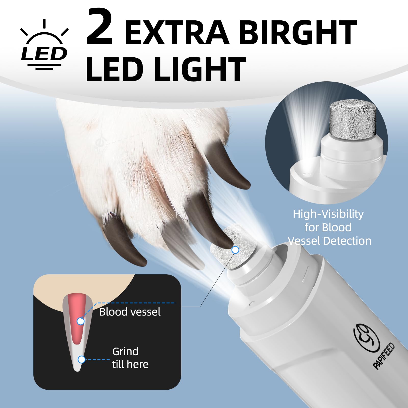 Mua Dog Nail Grinder with 2 LED Light,3-Speed Rechargeable Dog Nail ...