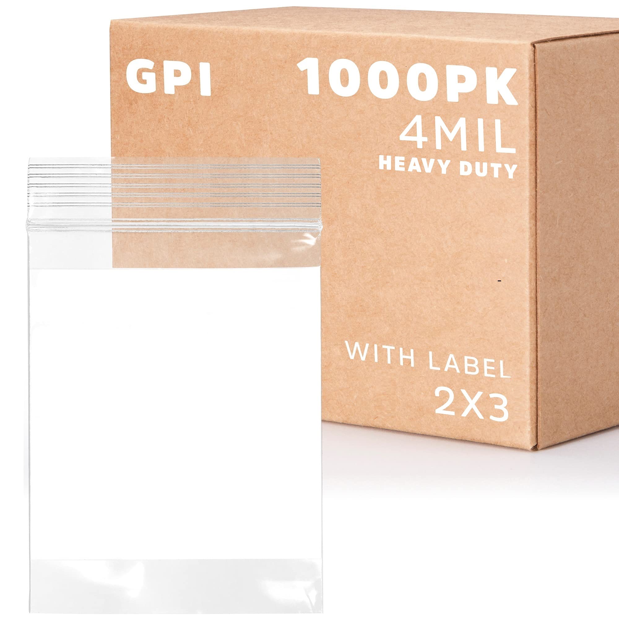 GPI - 2" x 3" - Bulk Case of 1000, 4 Mil Thick, Heavy Duty, Clear ...