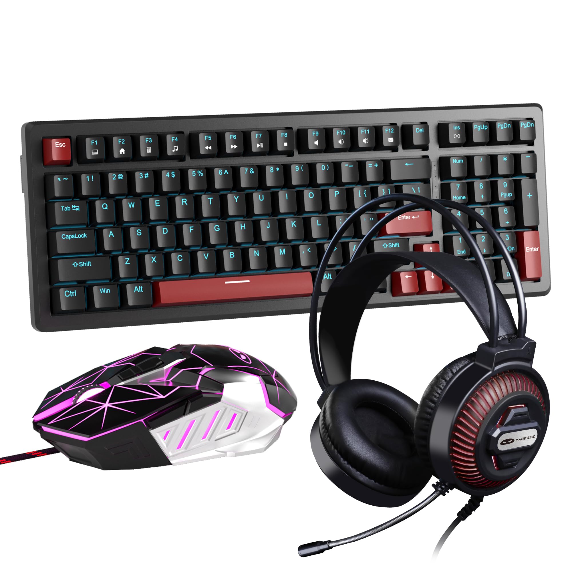 Mua MageGee Mechanical Gaming Keyboard and Mouse Headset Bundle, Blue LED Backlit Blue Switch ...