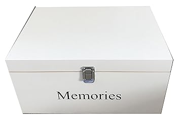 Extra Large White Wooden Keepsake or Memory Storage Box with Memories ...