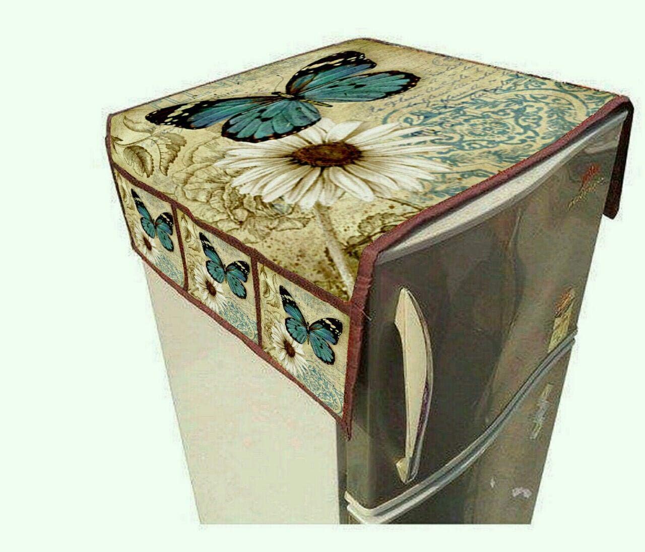 AshaHomes Digital Print Fridge/Refrigerator Cover for Top with Pockets ...