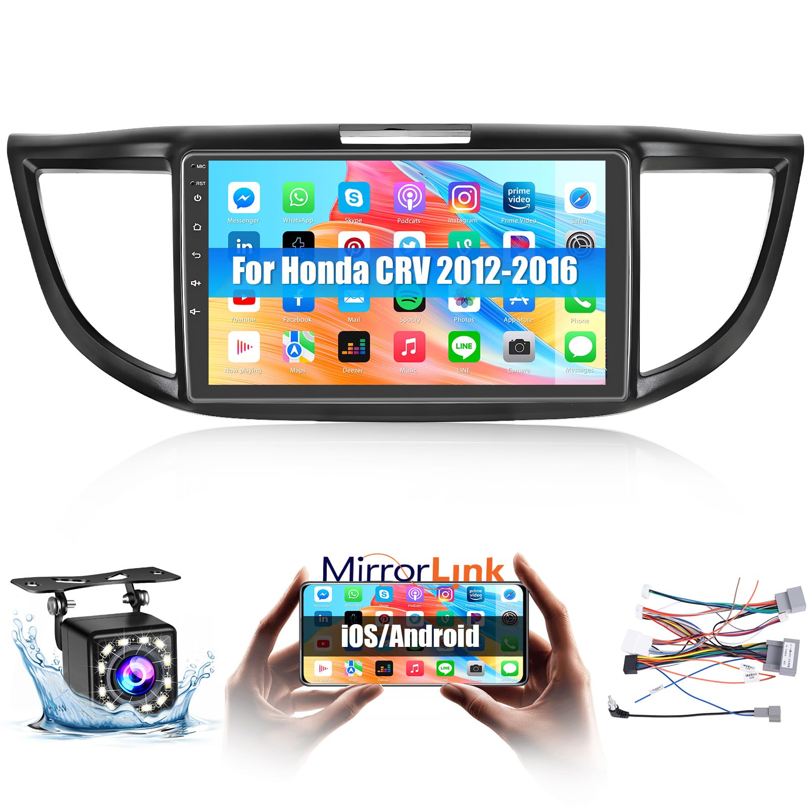 Roinvou for Honda CRV CR-V 2012-2016 Android Car Radio Stereo 9 Inch Capacitive HD Touch Screen ...