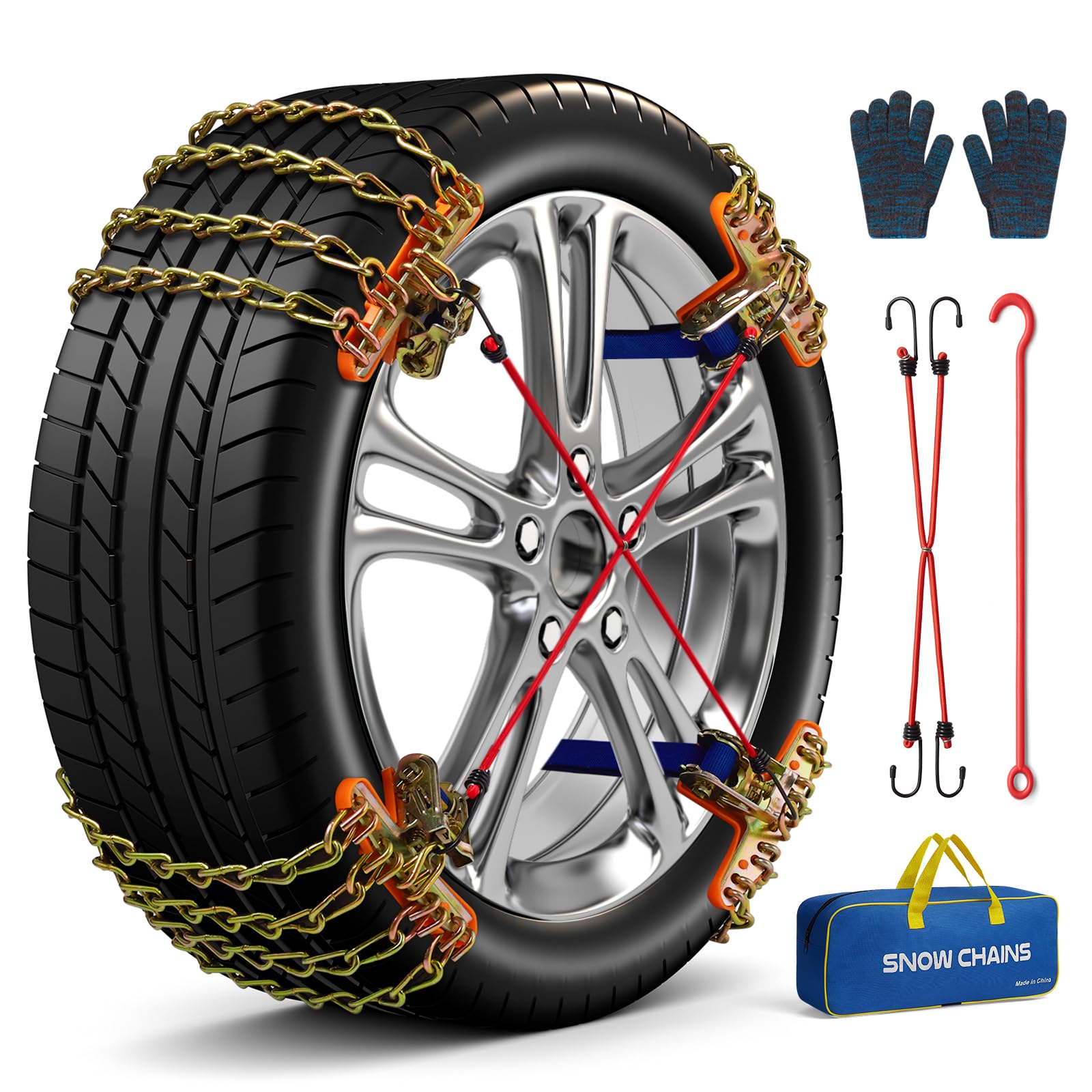 QIYISS Emergency Snow Chains, Tire Chains for Car SUV Pickup Trucks ...