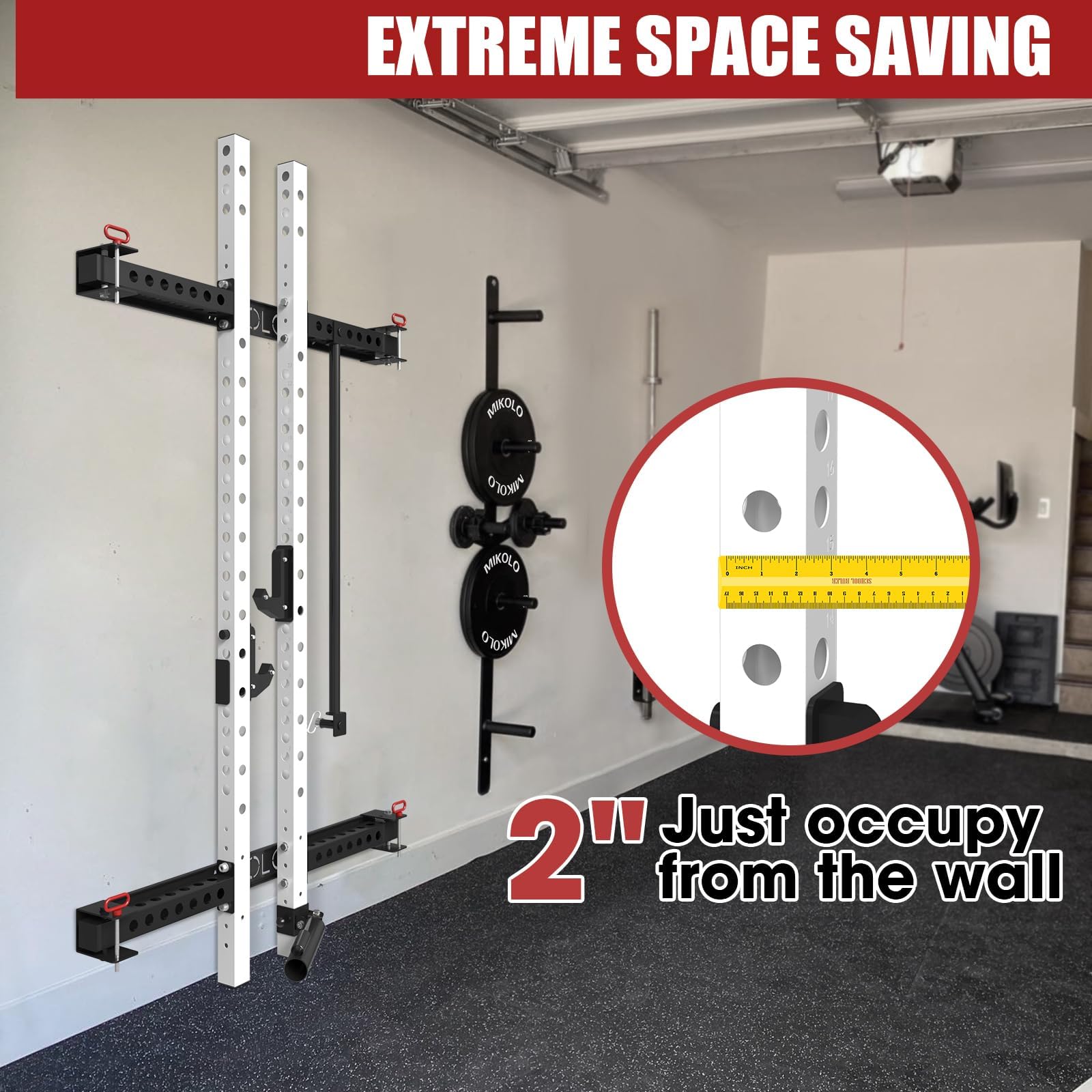 Mua Mikolo 2.36" x 2.36" Folding Wall Mounted Squat Rack, 1000 Pounds ...