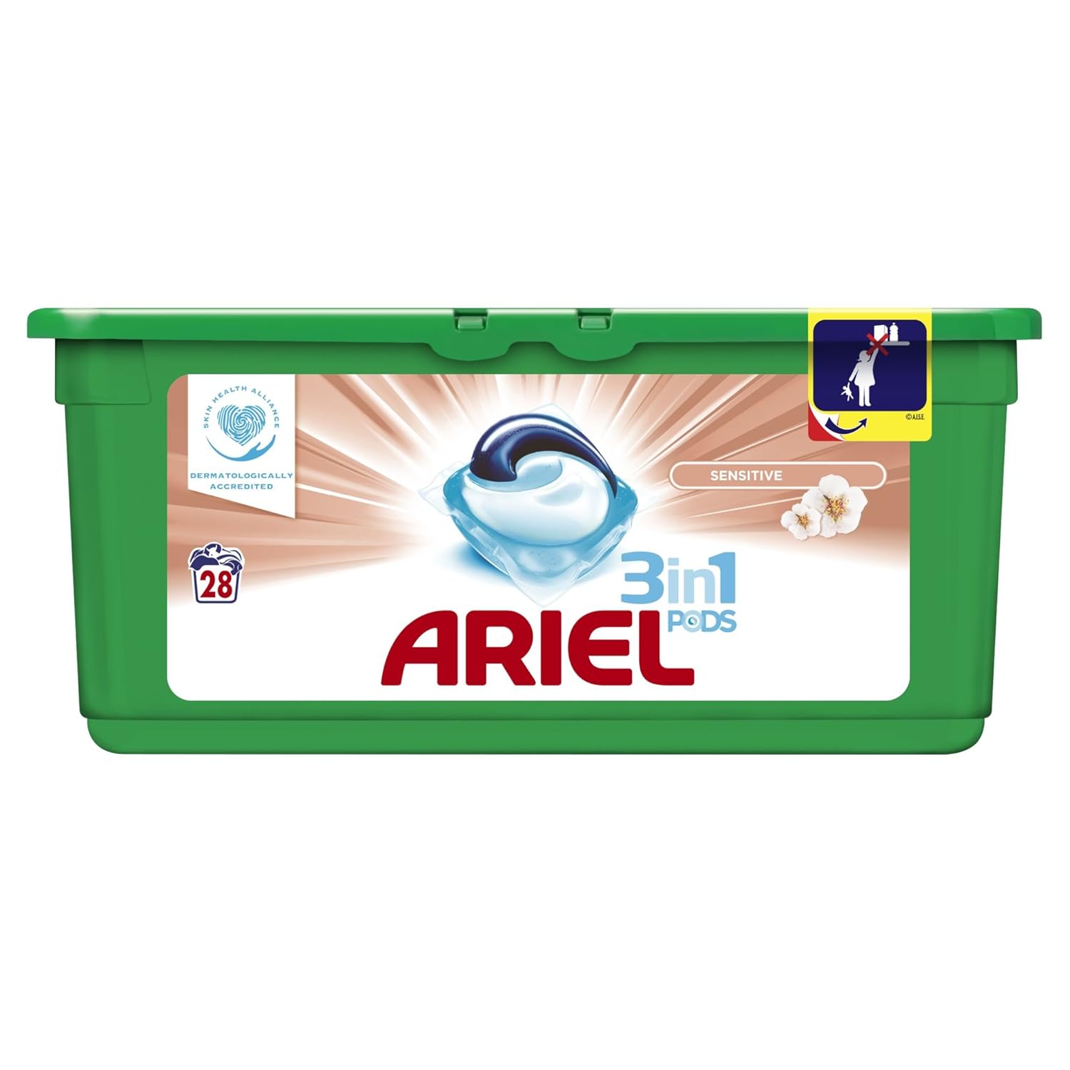 Ariel 3in1 Pods Sensitive Detergent Capsules 28 Washes, Washable at 30 ...