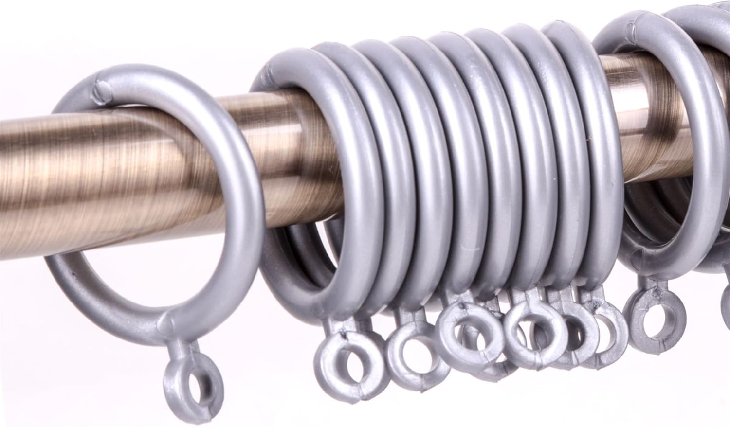 30x Small Grey Curtain Rod Rings - Fits 25mm Pole - Rail Hook/Hoop/Loop ...