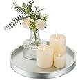 Hanobe Candle Plate Holder Tray: Champagne Sliver Round Wood Candle ...