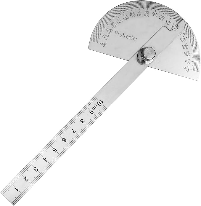OIIKI 180 Degree Round Head Protractor, 90x100mm Stainless Steel Multi ...