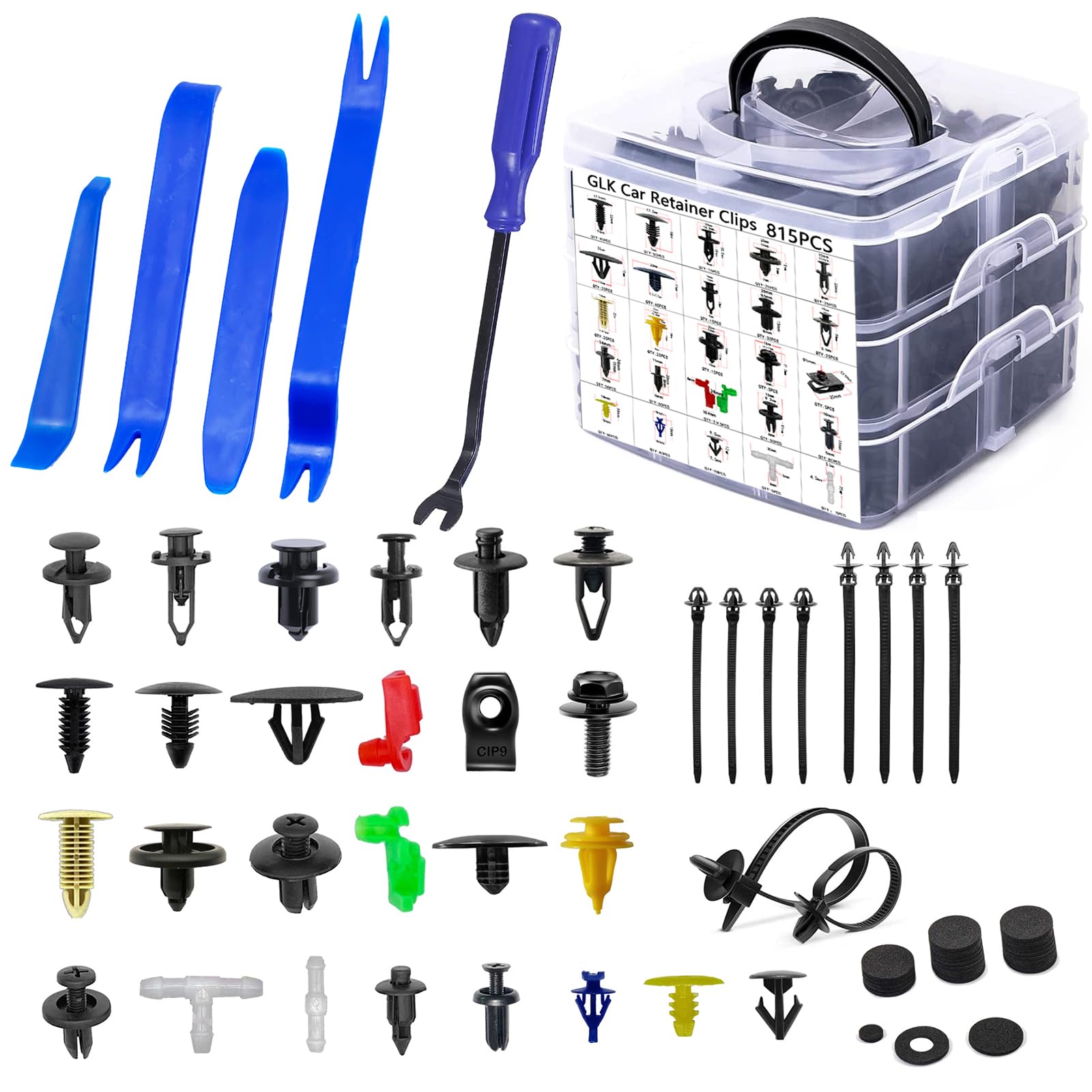 860Pcs Car Retainer Bumper Clips and Fastener Remover Kit 25 Sizes Auto ...