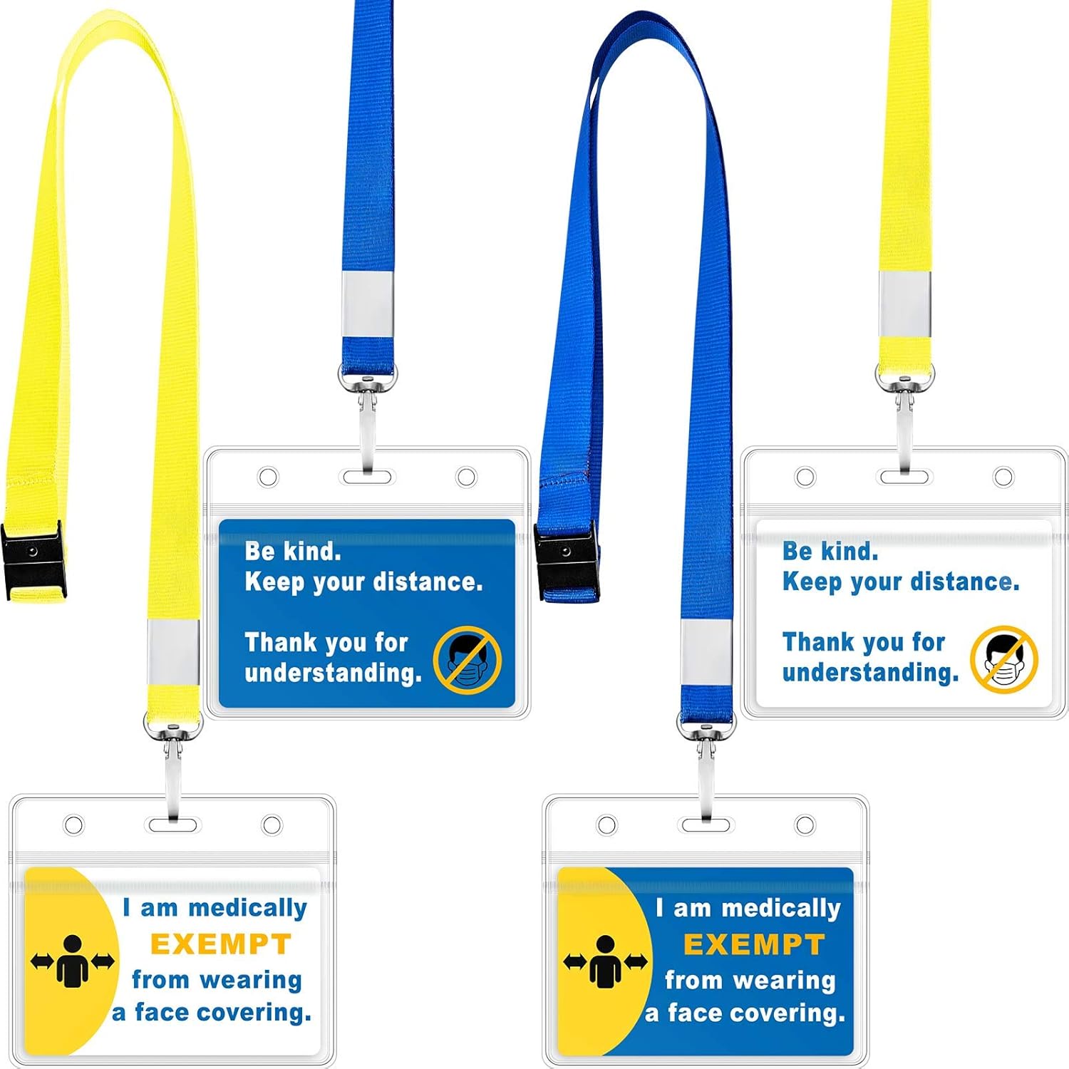 4 Sets Exemption from Covering Lanyard with Badge Card, Includes Neck ...