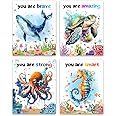 Amazon.com: Watercolor Sea Marine life Wall Art Prints,Ocean Animal ...