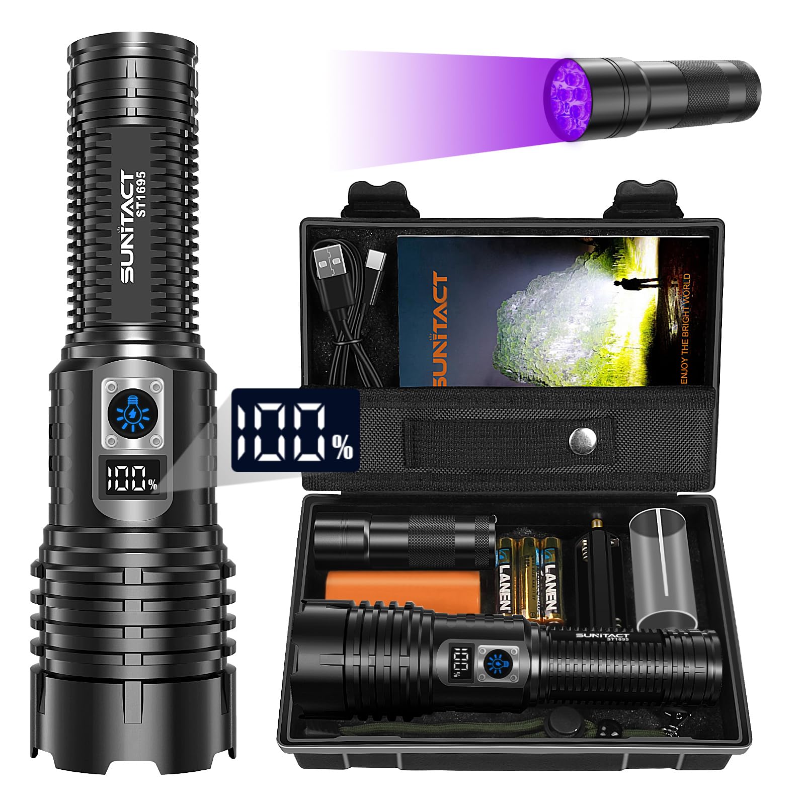 Sunitact Flashlights High Lumens Rechargeable, 990,000 Lumens XHM77.2 ...