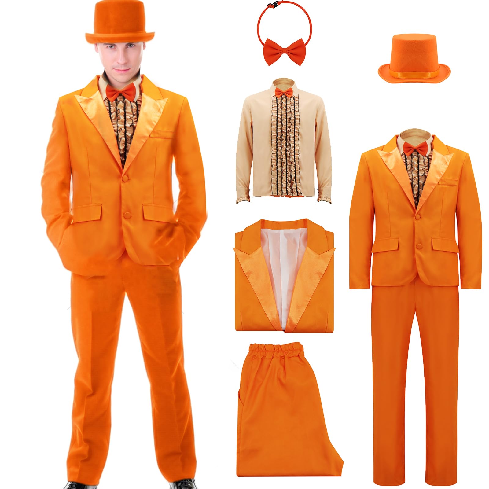 Pmnoyal Dumber Tuxedo Dumb Costumes Fun Suits 80s 90s for Men Halloween Prom Party Costume Lloyd ...