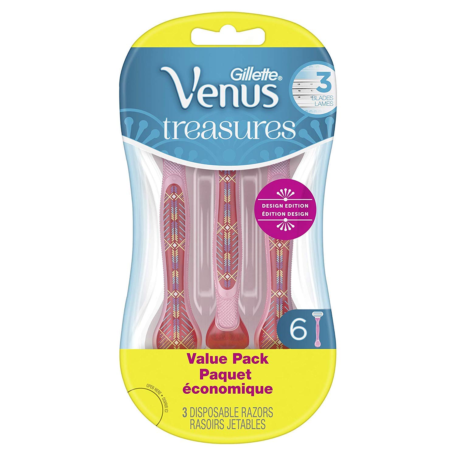 Amazon.com: Gillette Venus Treasures Disposable Razors, 6 Count: Beauty