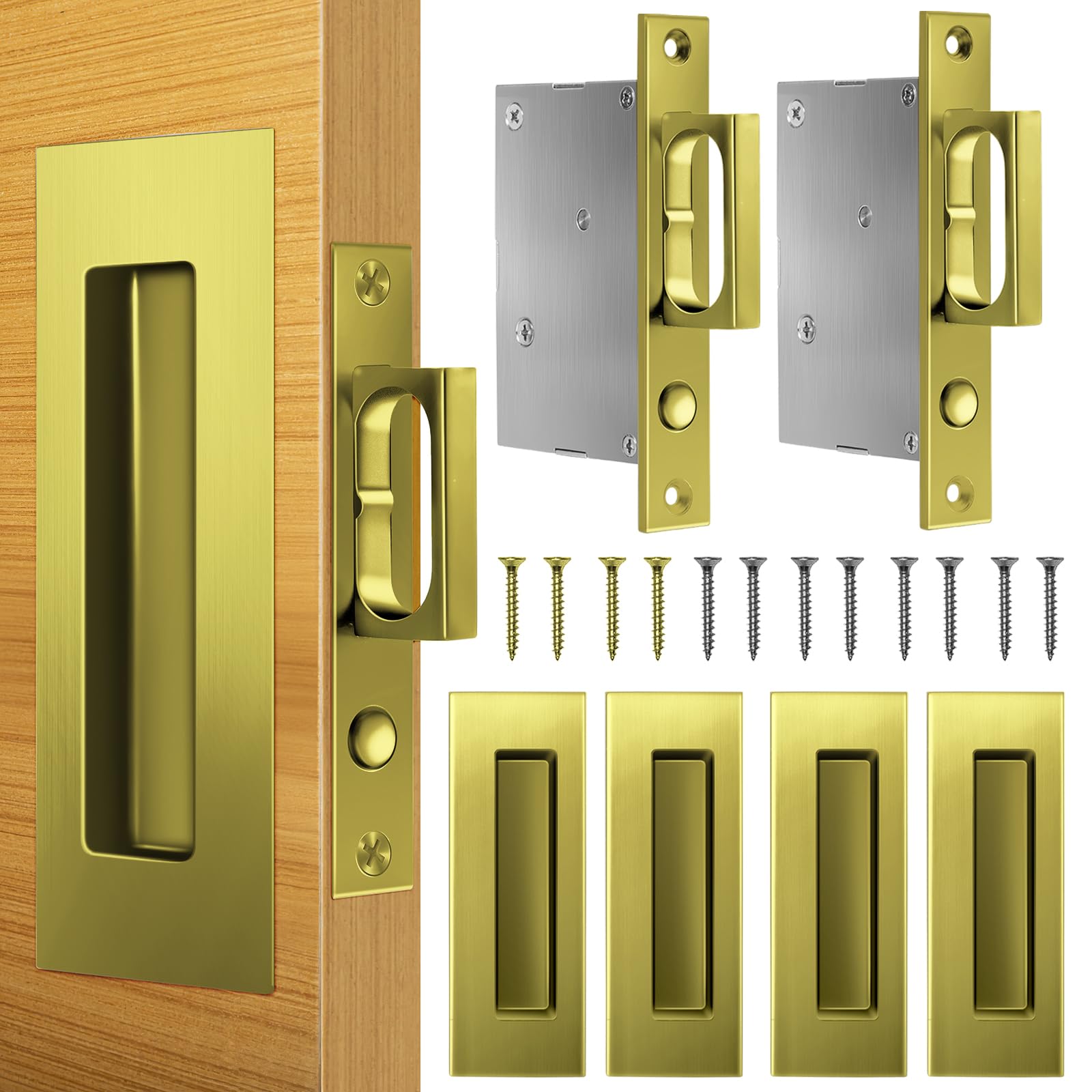 Lipshome Pocket Door Hardware - Hidden Flush Handle, Heavy-Duty Sliding ...